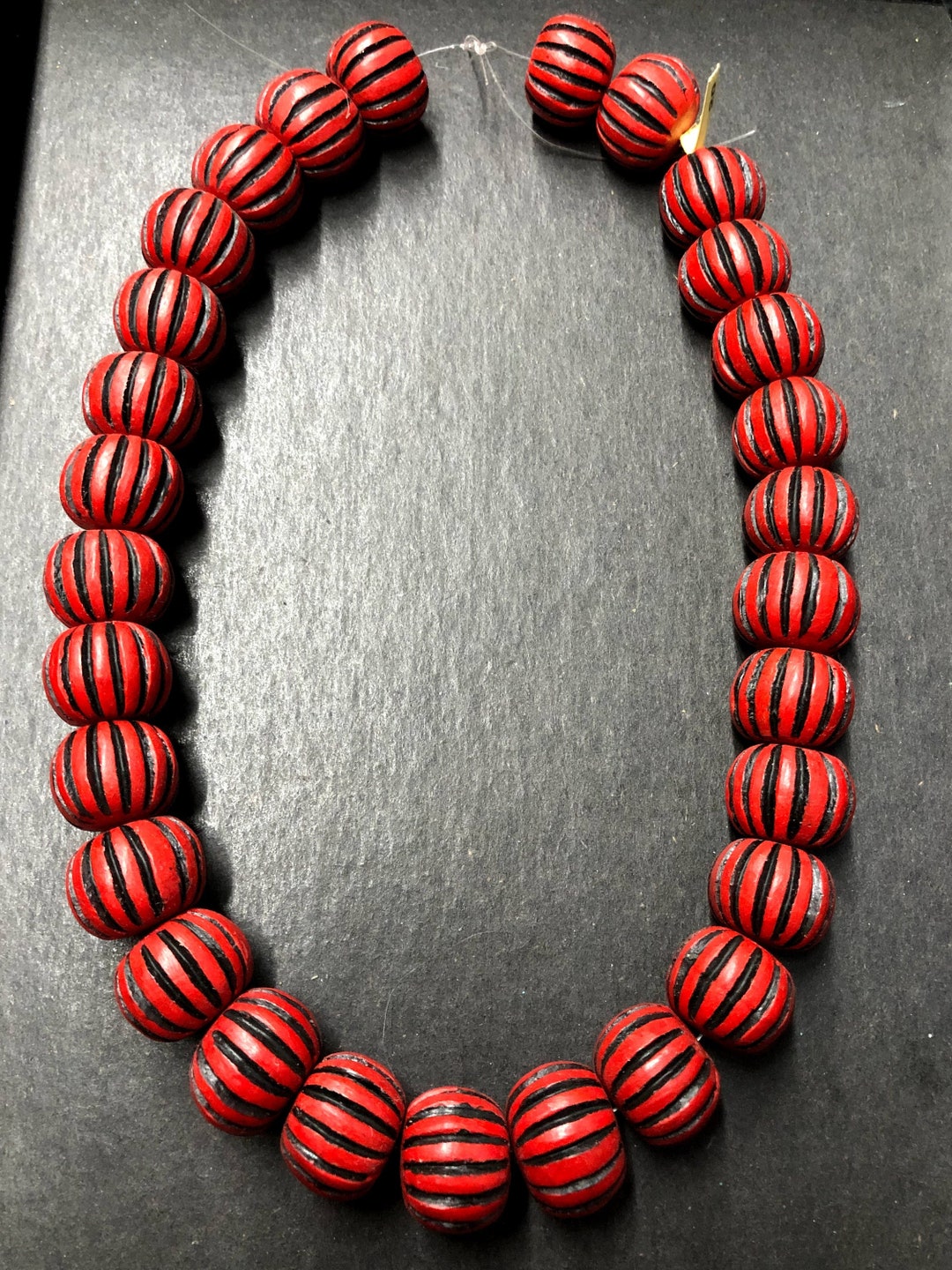 Carved "cinnabar" Lacquer Bead Full Strand - Etsy