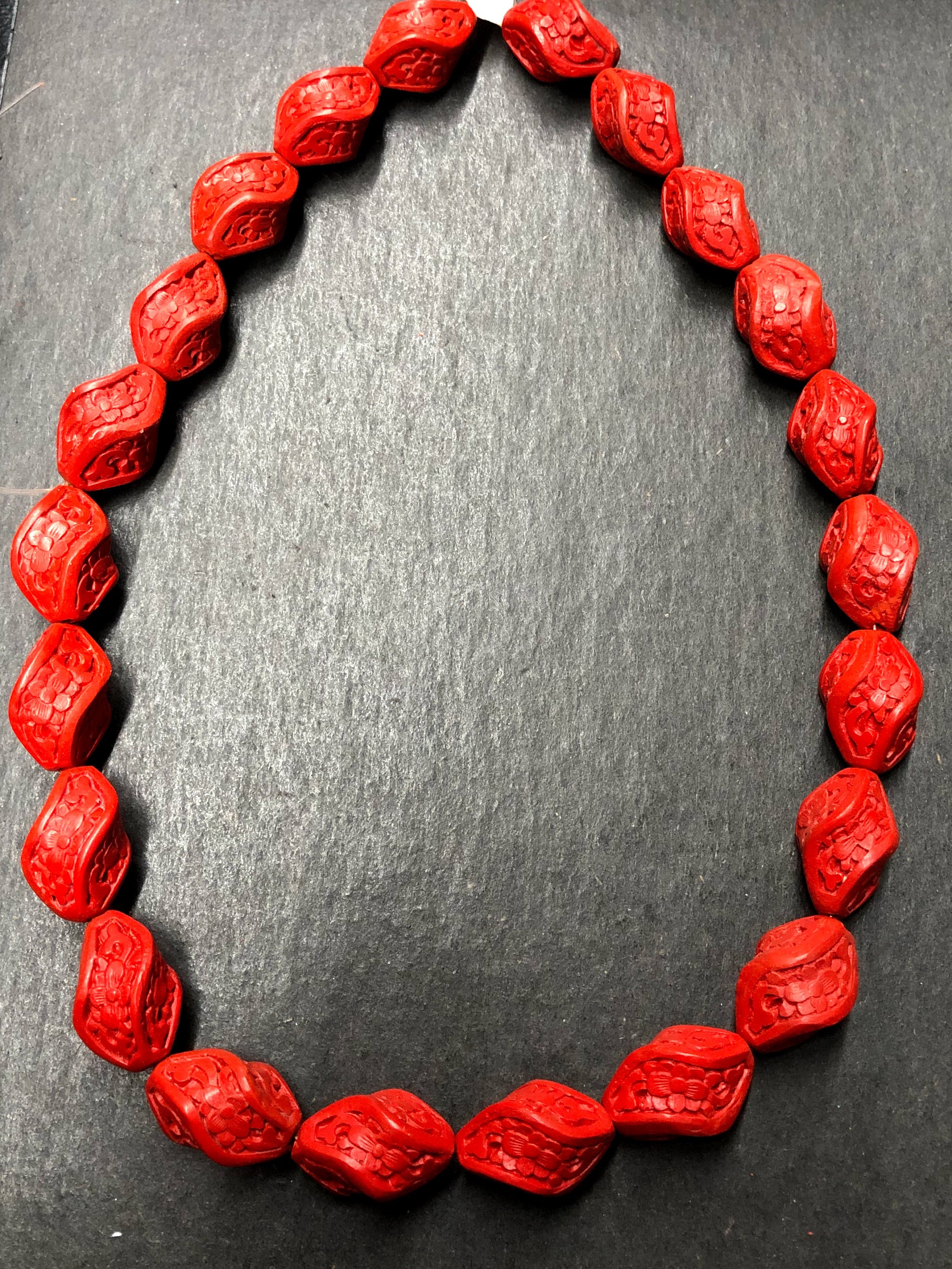 Cinnabar Lacquer Twist Rhombus Beads Full Strand - Etsy