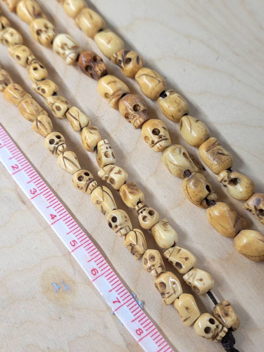 Small Hand Carved Vintage Bone Beads Skulls - Etsy