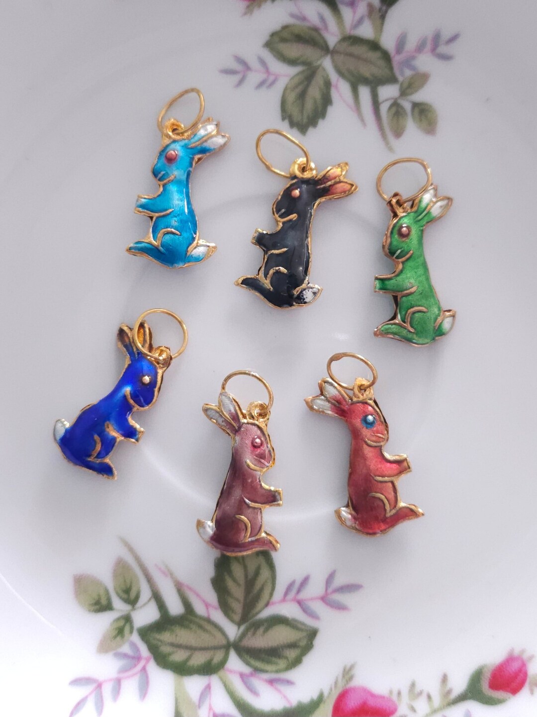 Small Enamel Rabbit Charm - Etsy