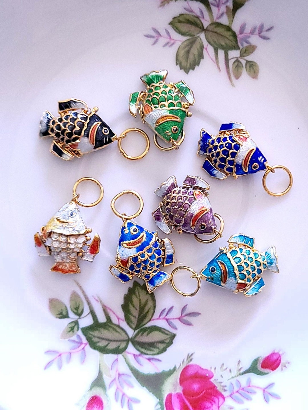 Small Enamel Fish Charm - Etsy