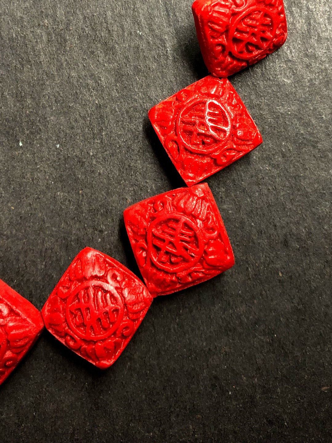 Cinnabar Lacquer Flat Diamond Shaped Beads Full Strand - Etsy