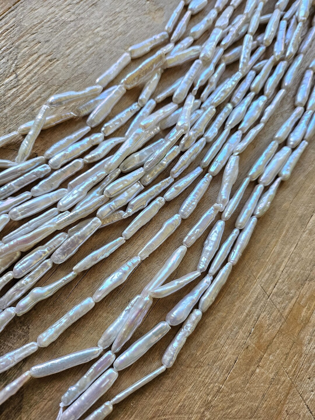 Biwa Stick Pearls White 5-8mm in Width - Etsy