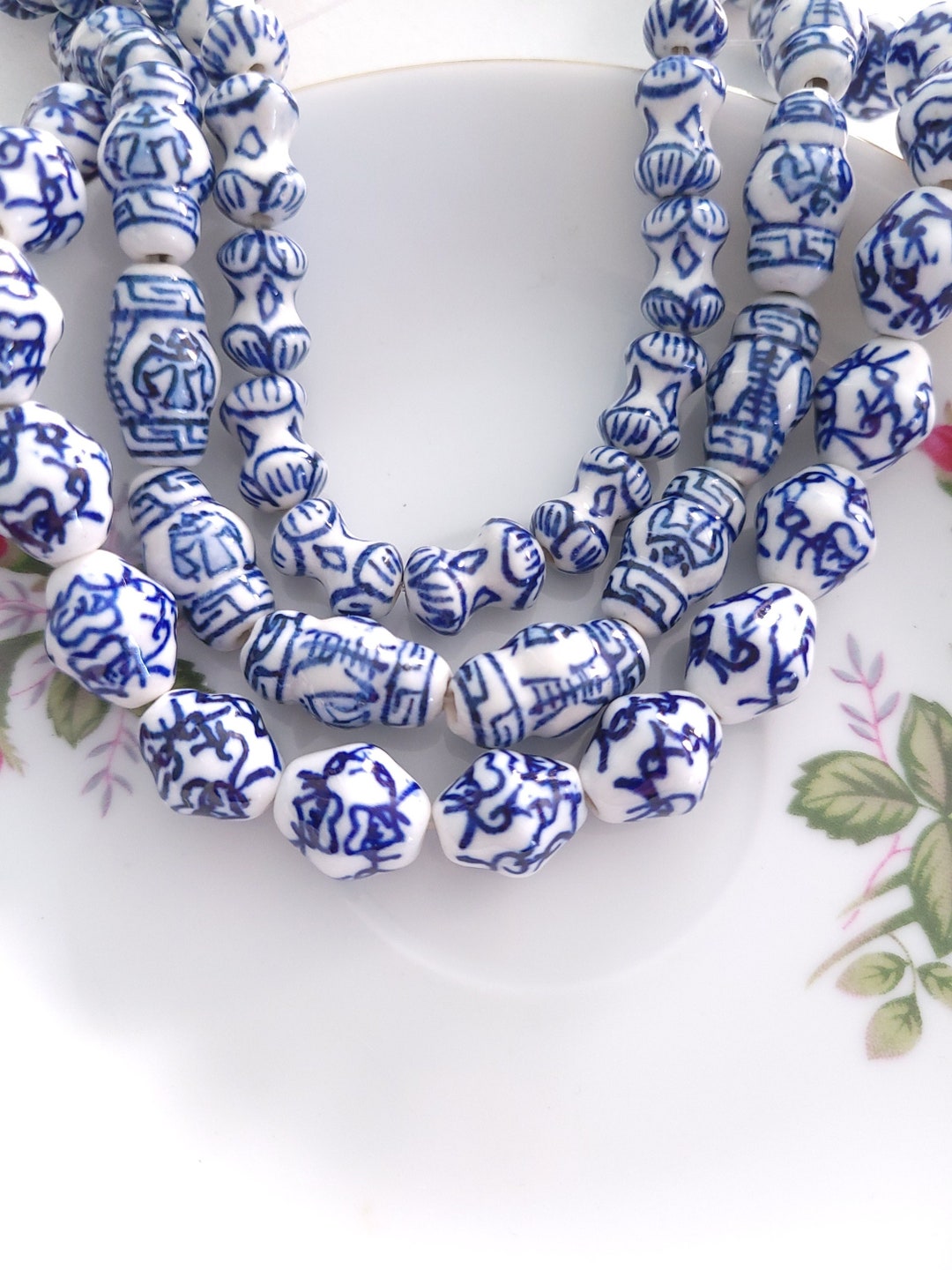 Blue & White Porcelain Beads - Etsy