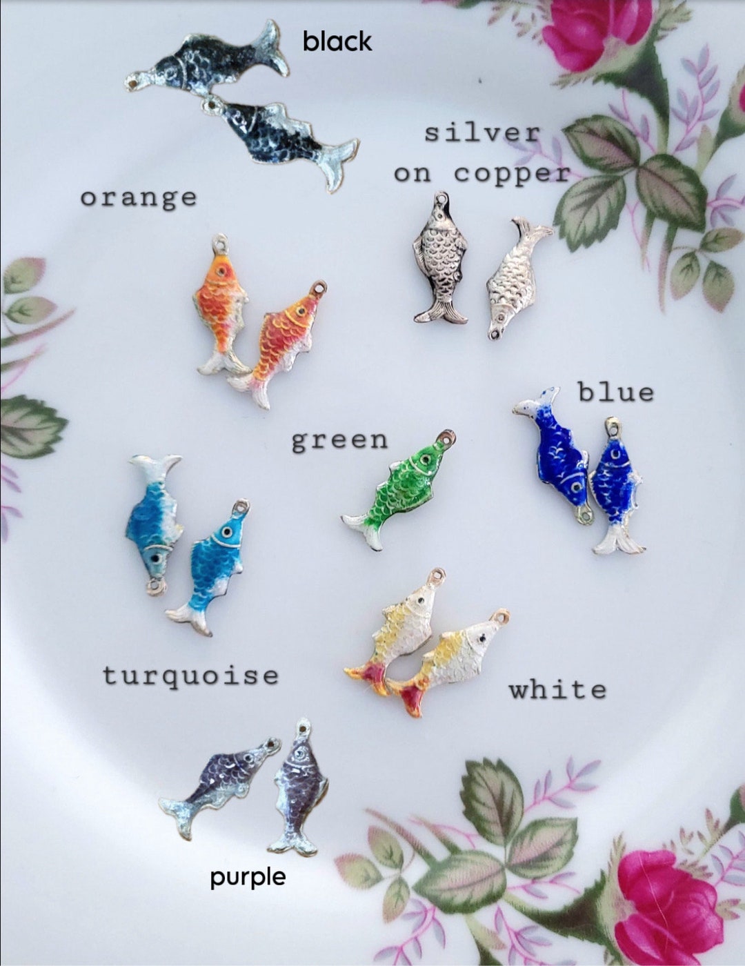 Mini Enamel Fish Charm 8x20mm (5pcs) - Etsy