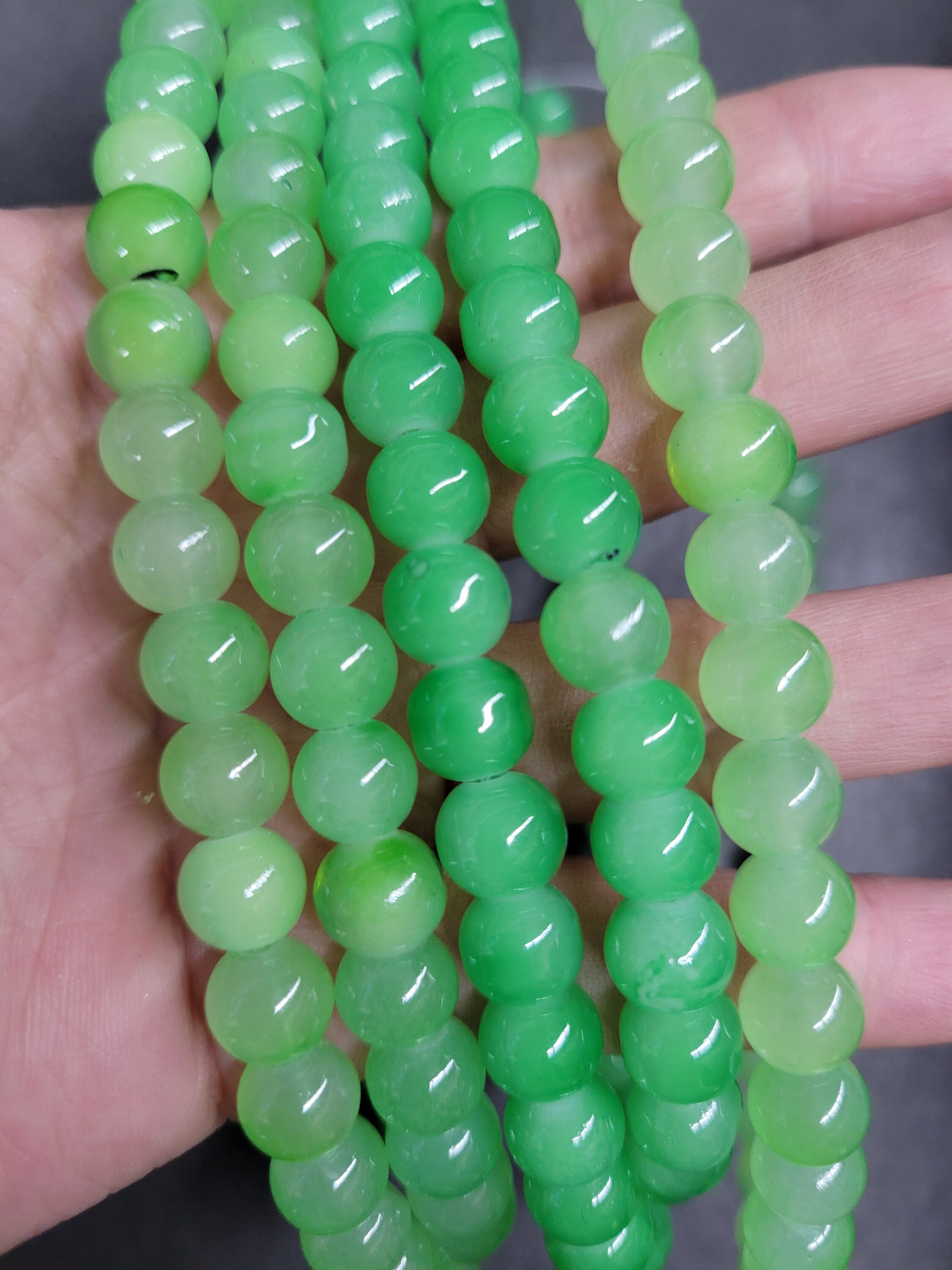 Lime Green Dyed Jade Round Beads 8mm Full Strand | Etsy