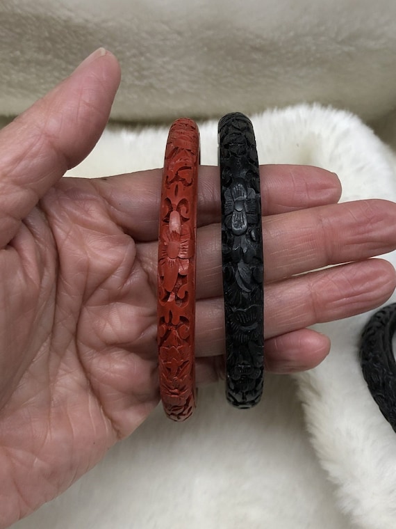 Vintage cinnabar lacquer bangle - Gem