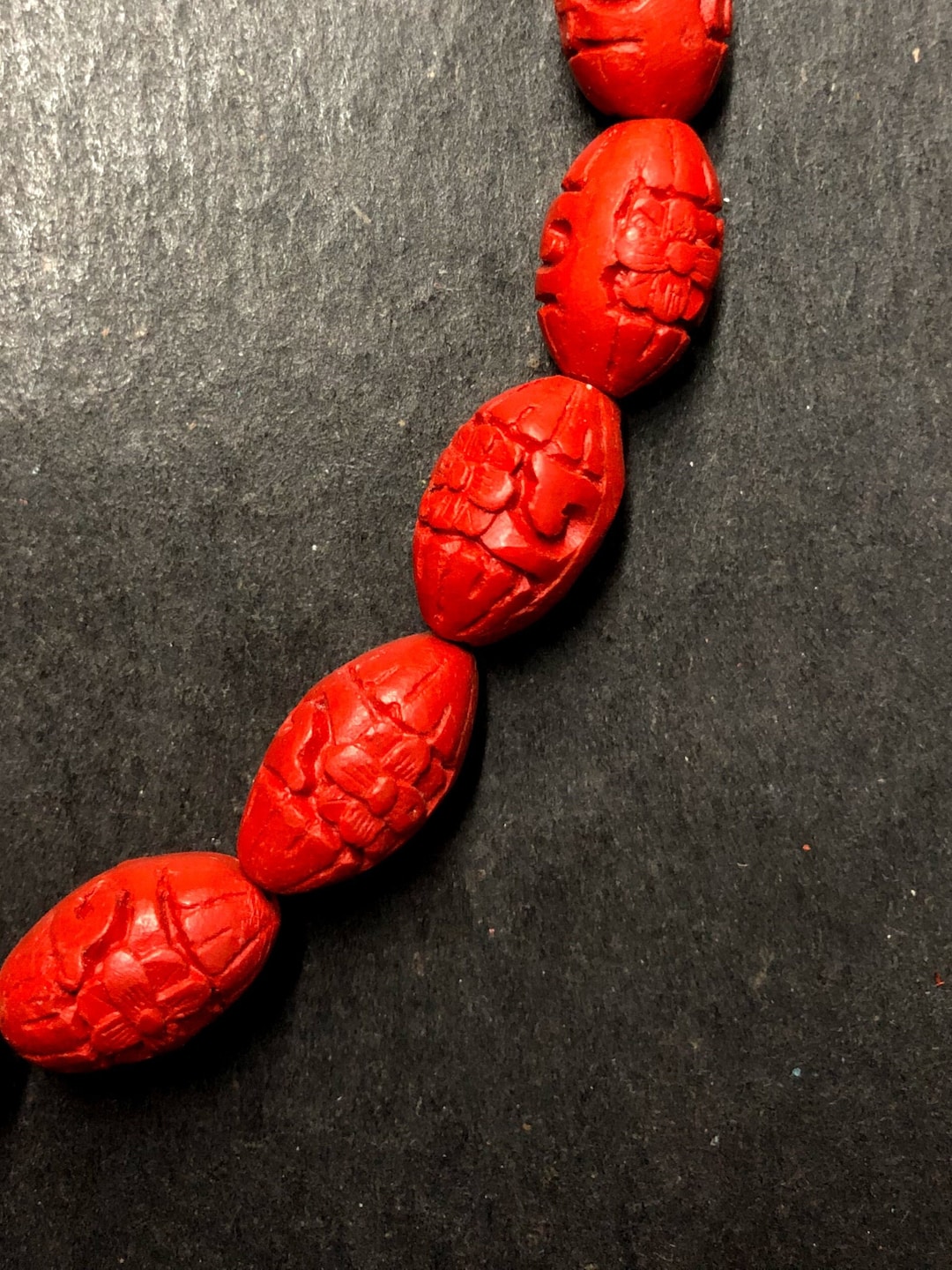 Cinnabar Lacquer Oval Beads Full Strand - Etsy