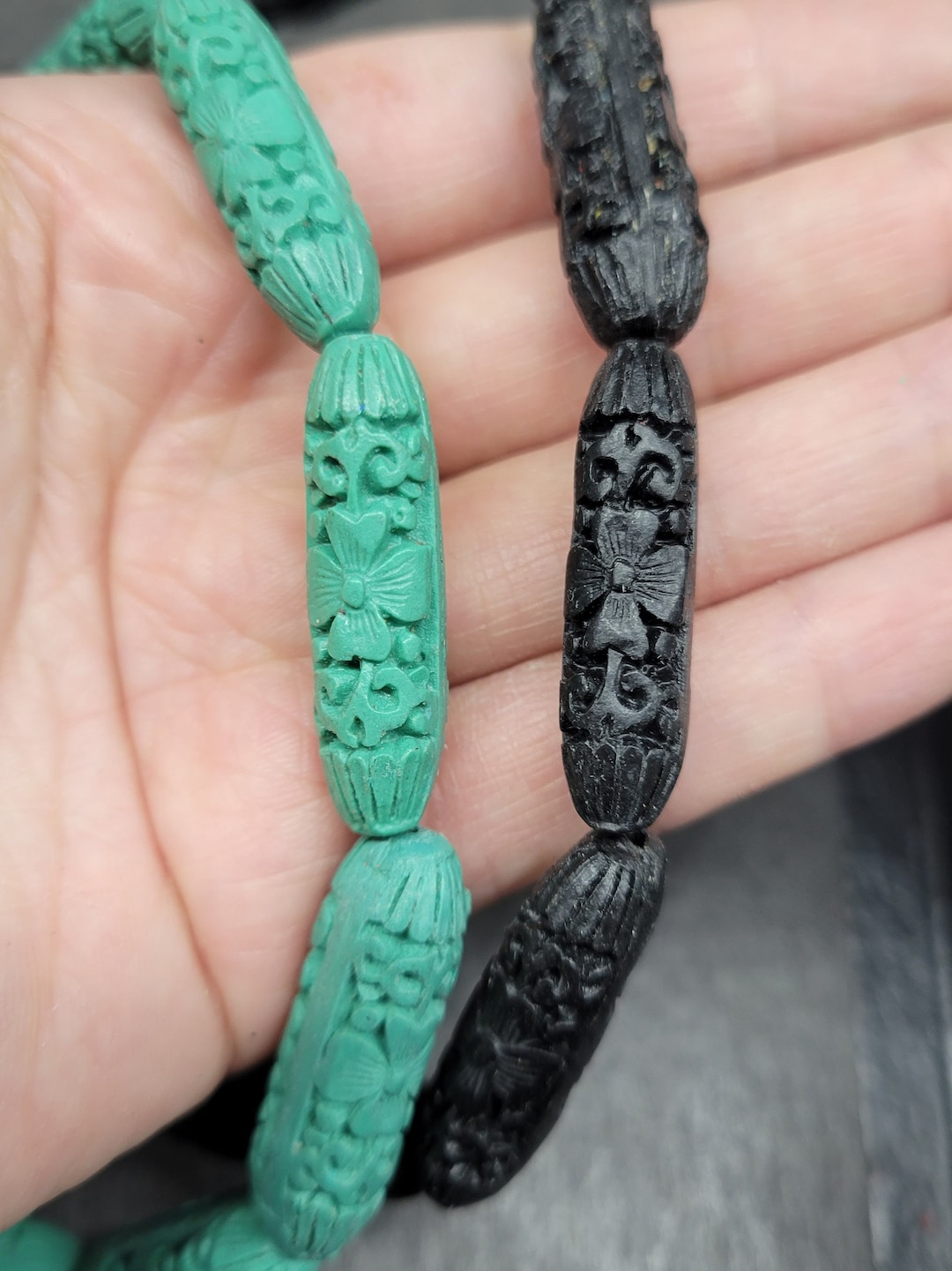 Cinnabar Lacquer Beads Full Strand - Etsy
