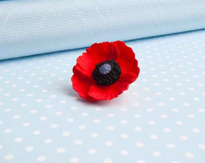 Red Poppy Lapel Pin, Flower Pin,to Remember the Fallen in Natural Red ...