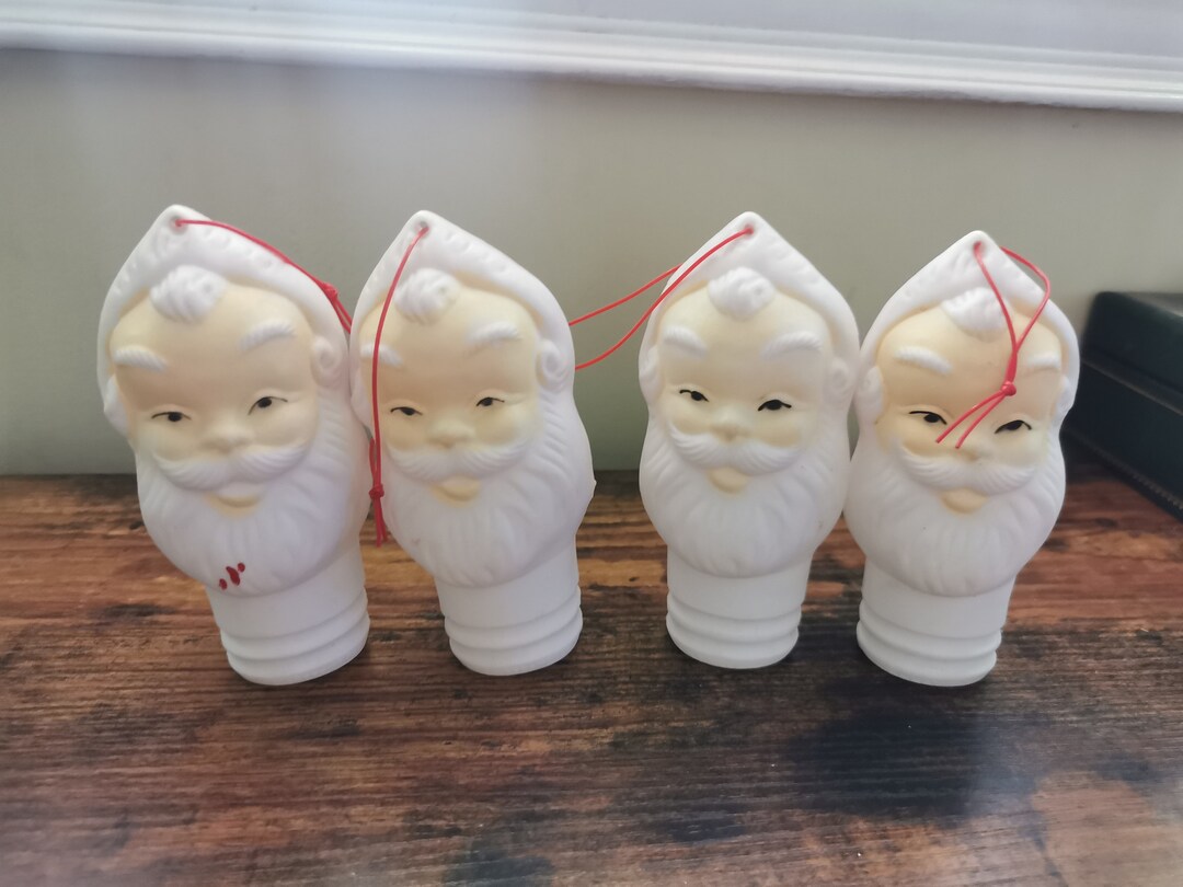 Set of 4 Blow Mold Plastic Santa Head Ornament Piggy Banks - Etsy