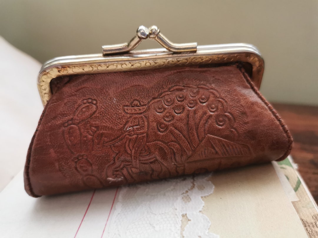 Vintage Leather Hand Tooled Mexico Design Coin Purse - Etsy