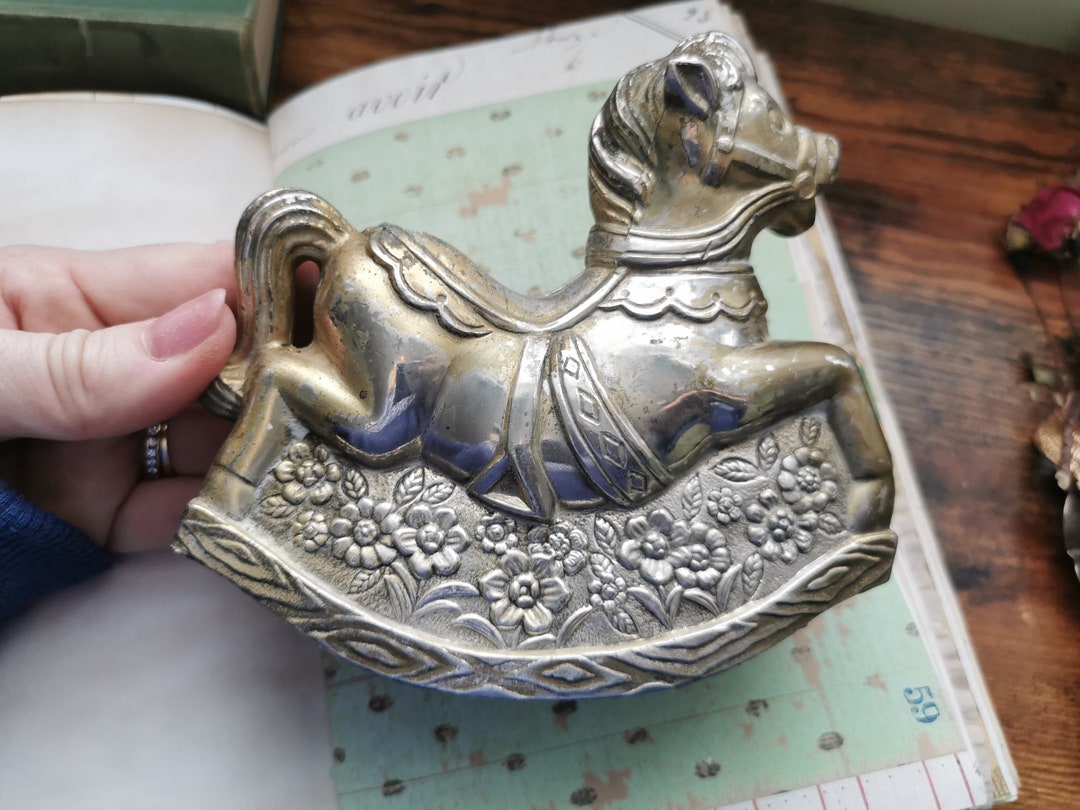 Vintage Silver Rocking Horse Piggy Bank - Etsy