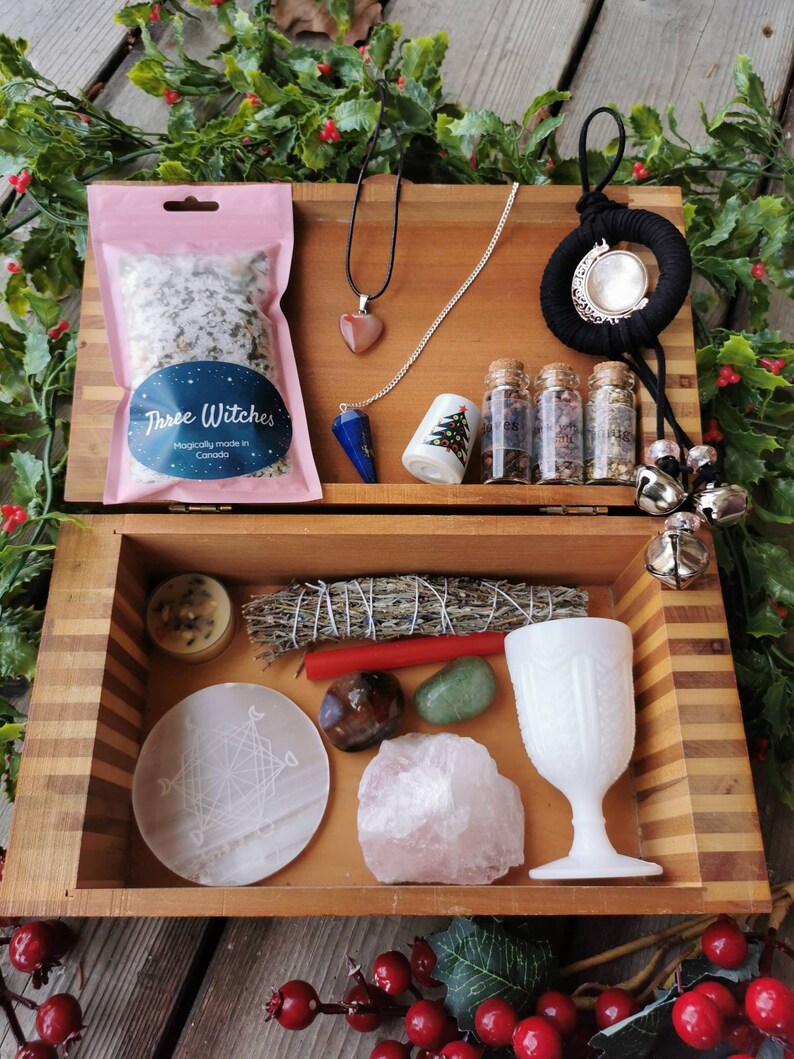 Vintage Wooden Altar Box Witch Kit. Witches Bells Crystals - Etsy