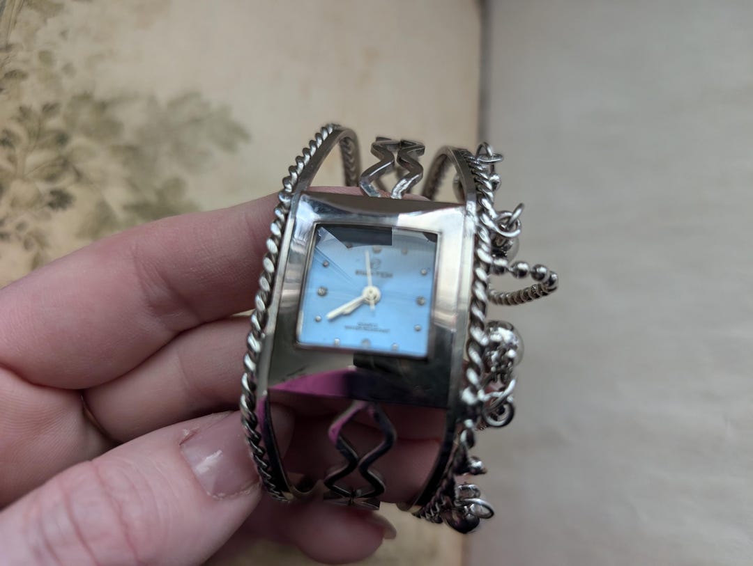 Swatch Bangle Watch Silvertone With Blue Watch Face - Etsy