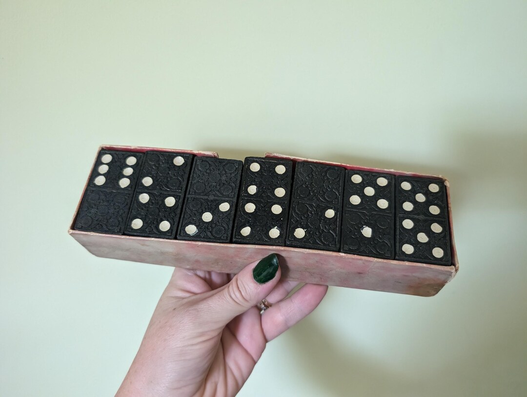 Vintage Set of Dominoes Hand Painted - Etsy