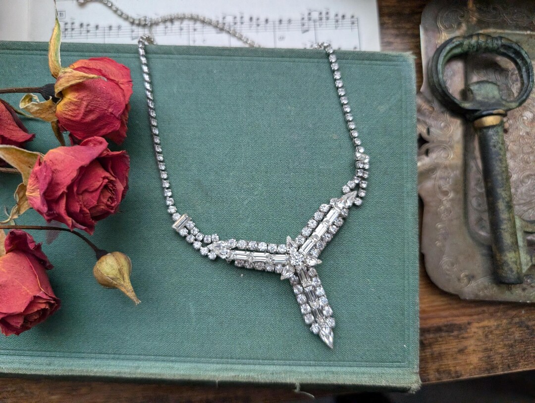 Vintage Jay Flex Sterling Stunning Rhinestone Necklace 1950s - Etsy Canada