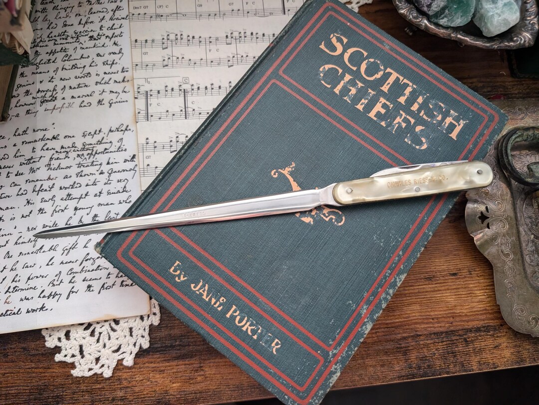 Vintage Charles Reiss Mother of Pearl Letter Opener With Pocket Knife ...