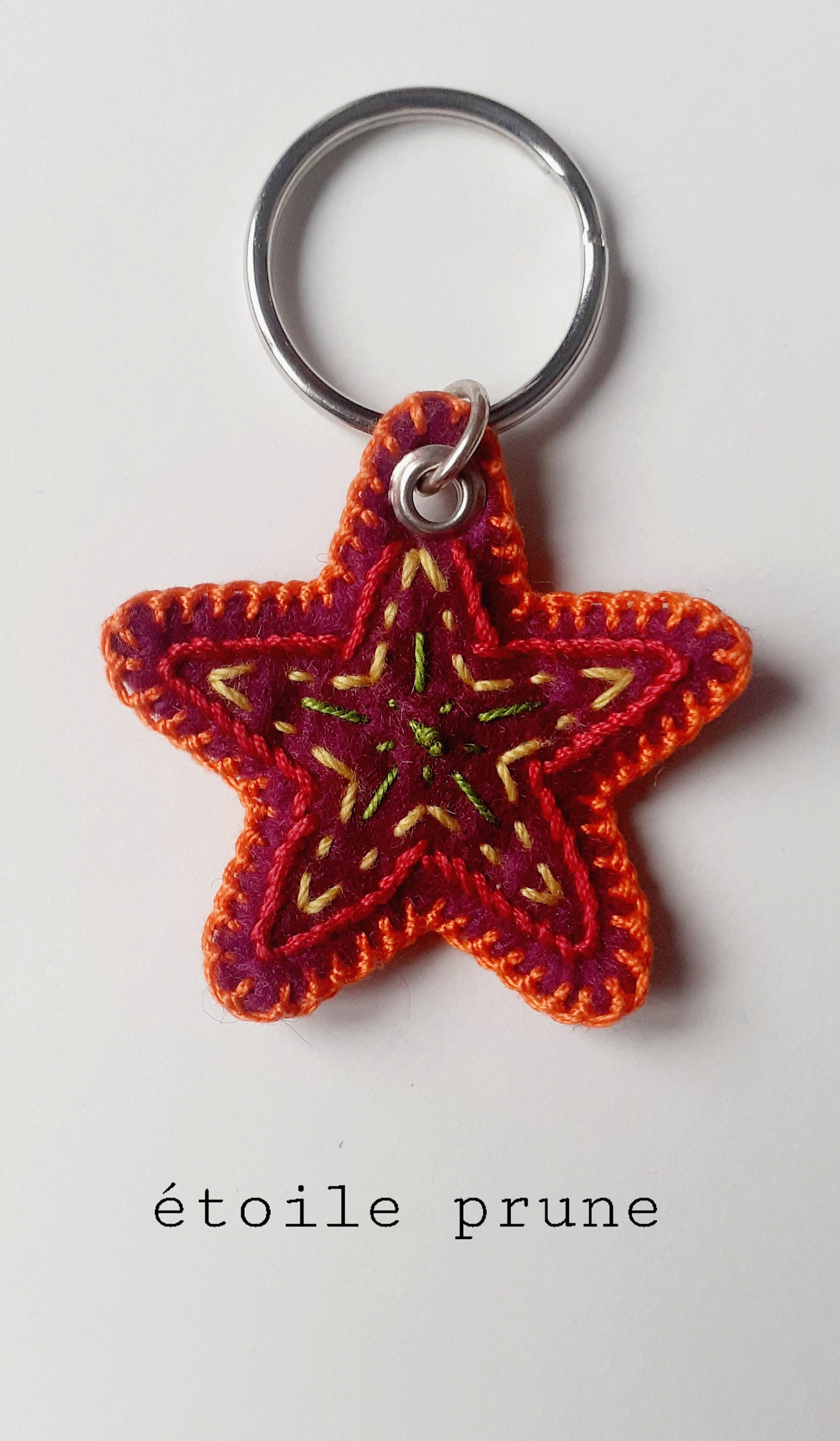 Handmade Embroidered Felt Star Keychain - Etsy