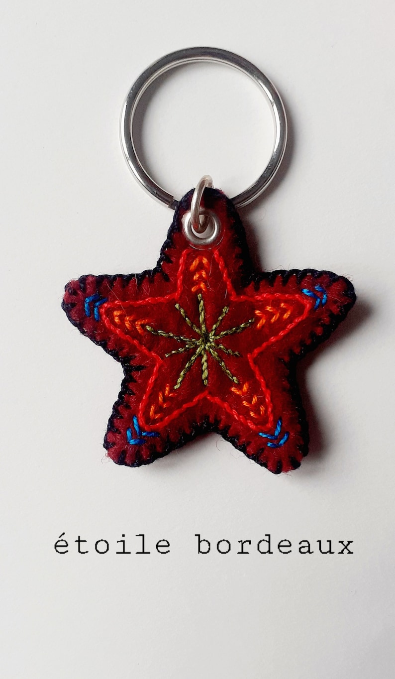 Handmade Embroidered Felt Star Keychain - Etsy