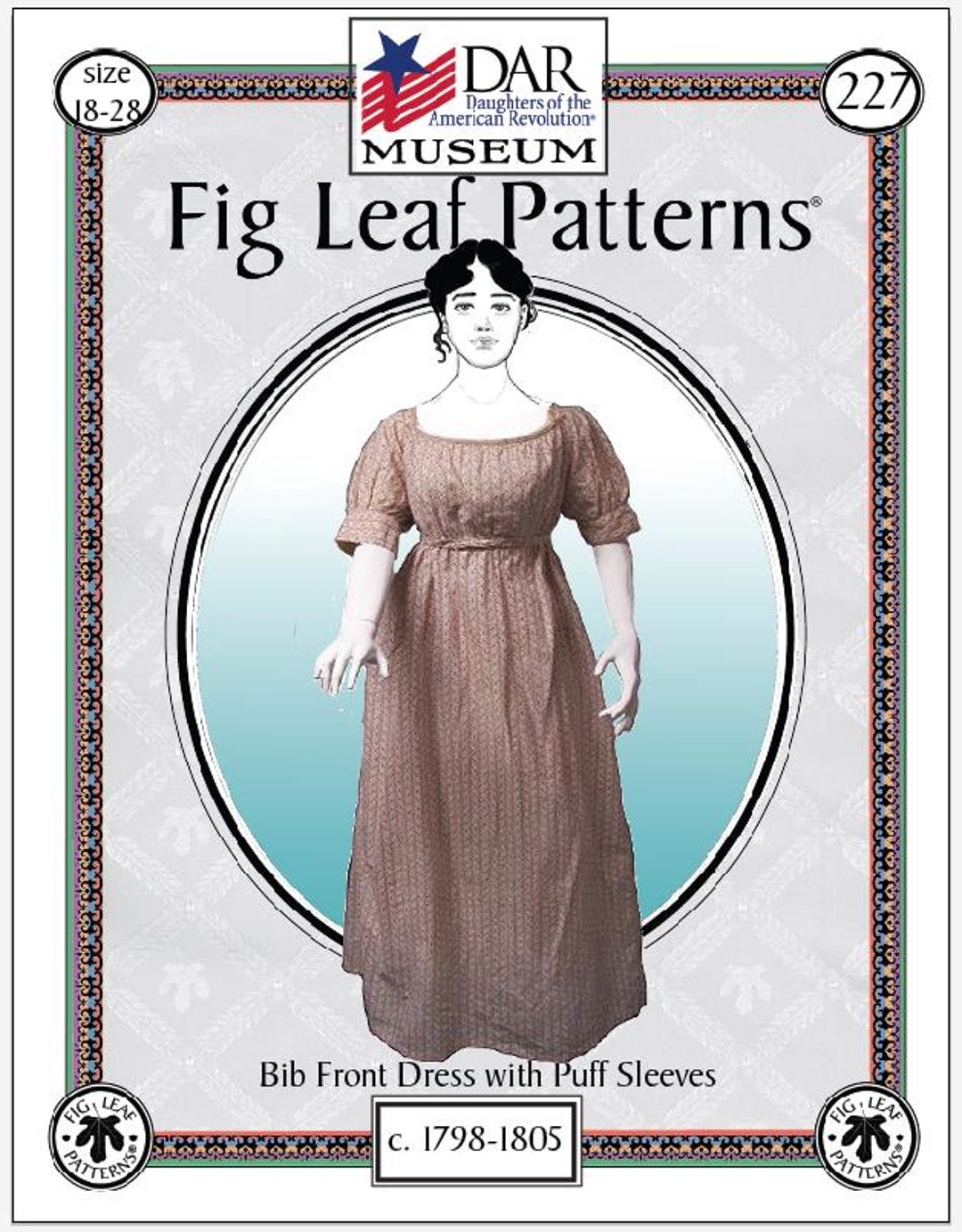 Fig Leaf Patterns 227. Sizes 18-28, Bib Front Dress, C. 1798-1805 - Etsy