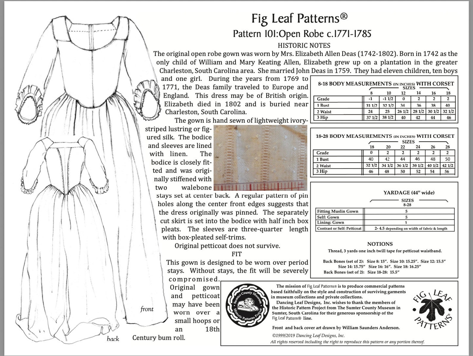 Fig Leaf Patterns 101 Gown C1771-1785, Sizes 18 to 28, Updated 2019 - Etsy