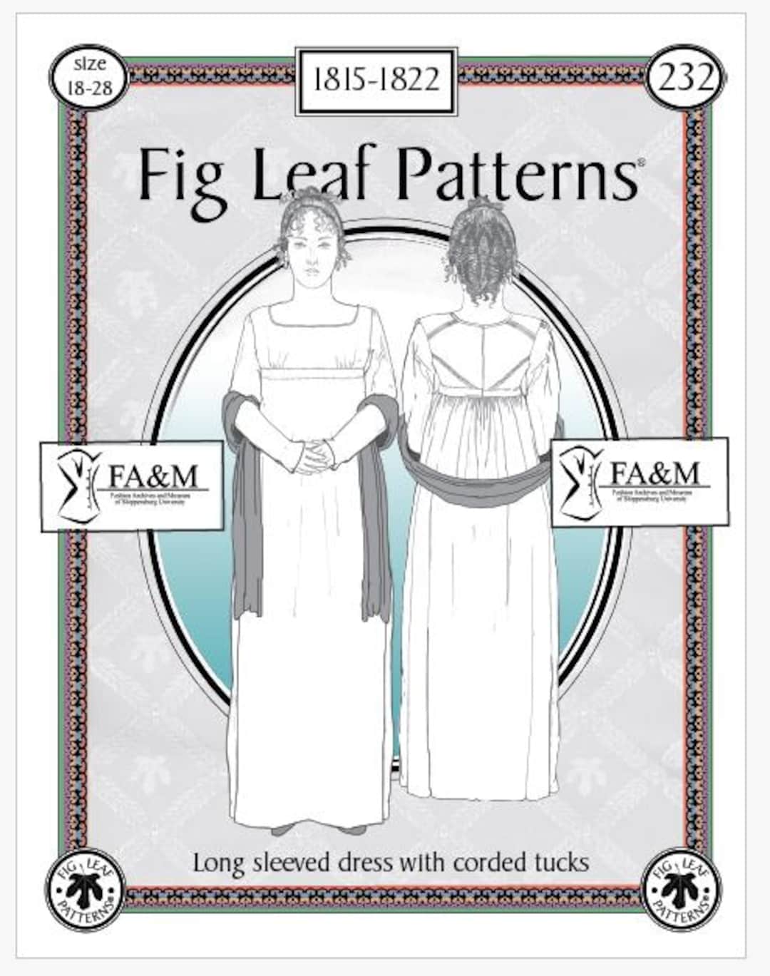 Fig Leaf Patterns® 232, Size 18-28: Long Sleeve Dress With Corded Tucks ...