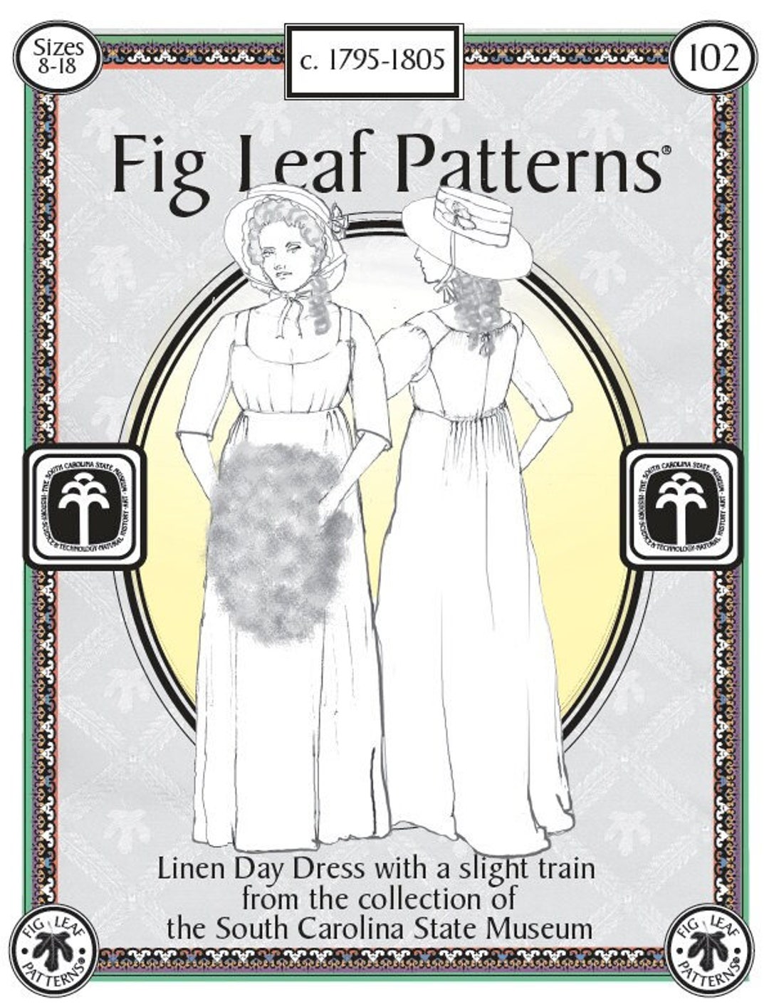 Fig Leaf Patterns 102, Dress With Small Train, C.1795 - 1805, Sizes 08 ...