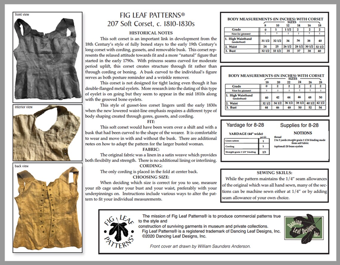 Fig Leaf Patterns 207 Kit & Pattern Sizes 18-28 : Princess - Etsy