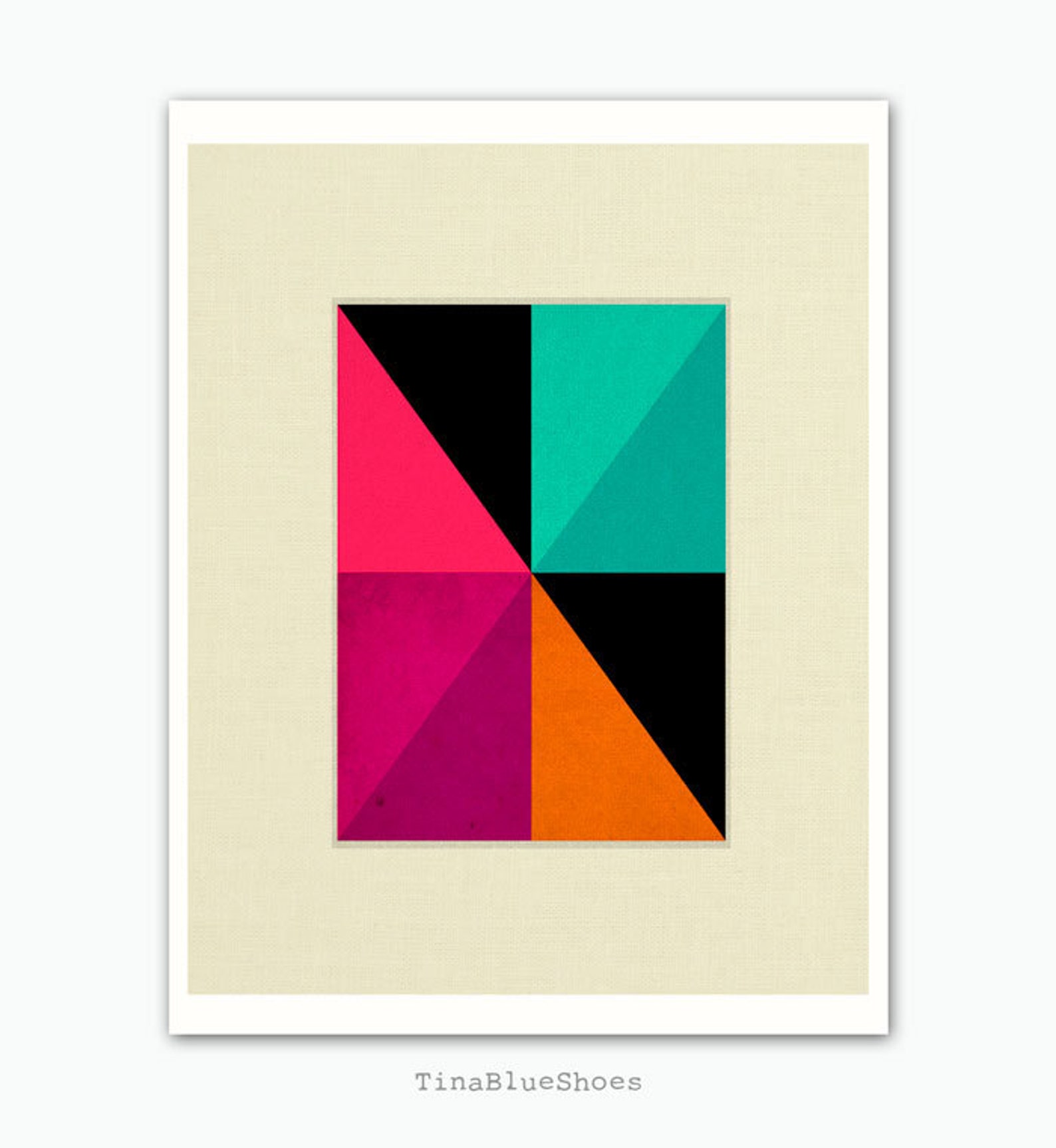 Geometric Composition Art, Triangles and Rectangles in Bold Colors - Etsy