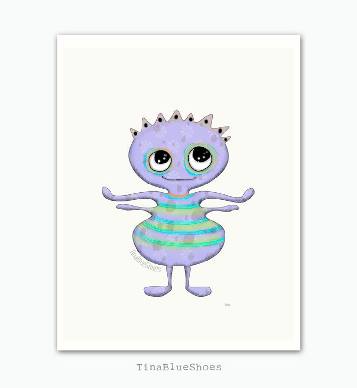 Purple Alien Monster Art Print - Etsy