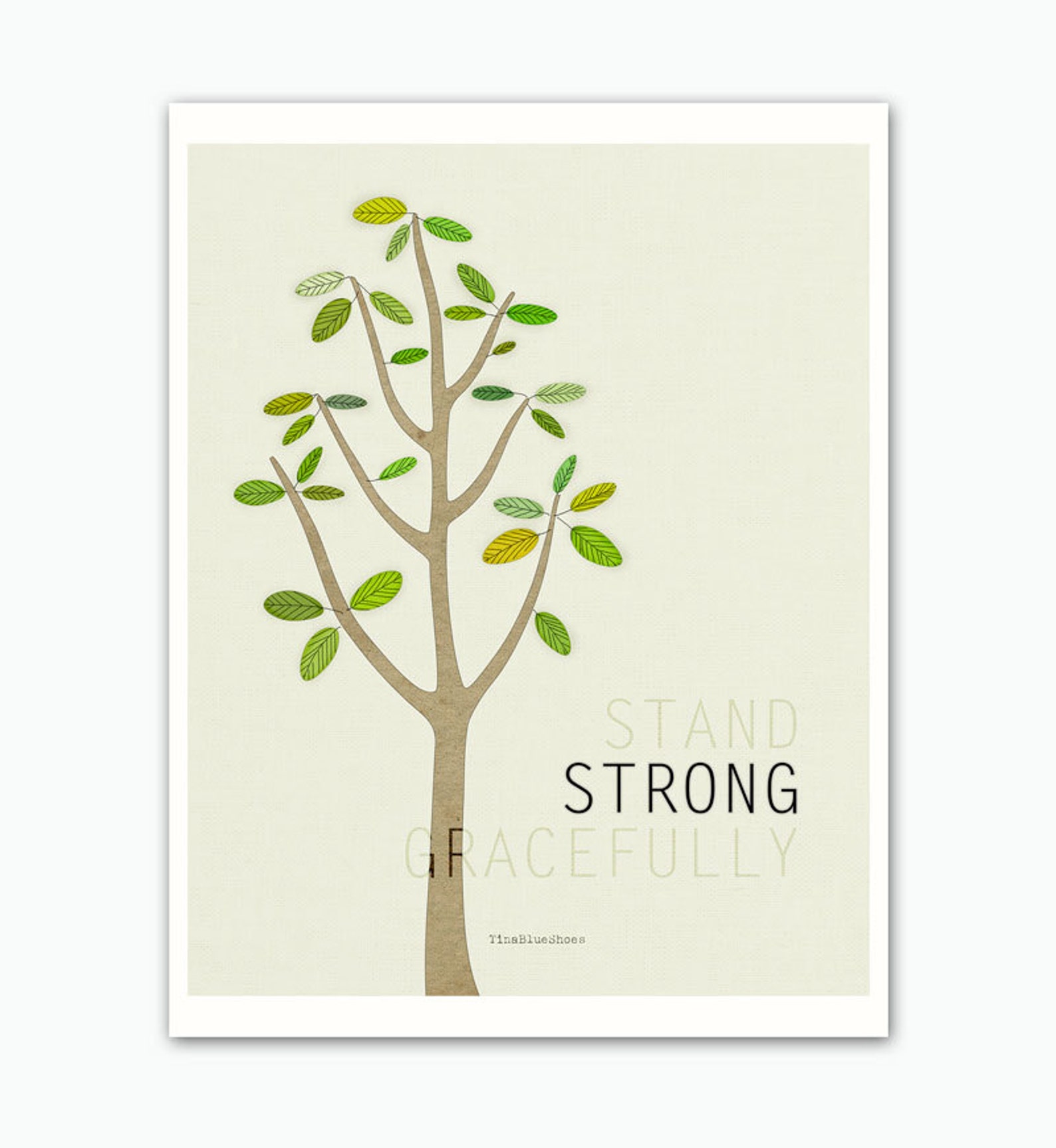 Inspirational Quote Tree Art Print Poster Stand Strong - Etsy