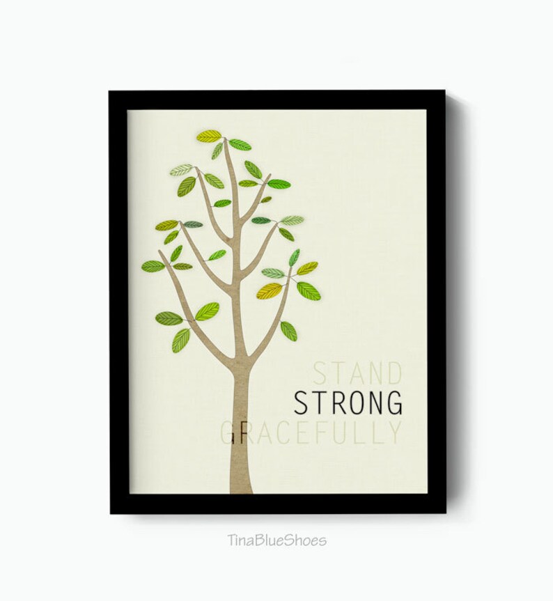 Inspirational Quote Tree Art Print Poster Stand Strong - Etsy