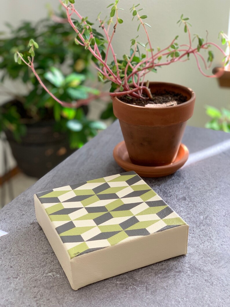 Small Art Block 5x5 Geometric Painting Canvas Art Original - Etsy