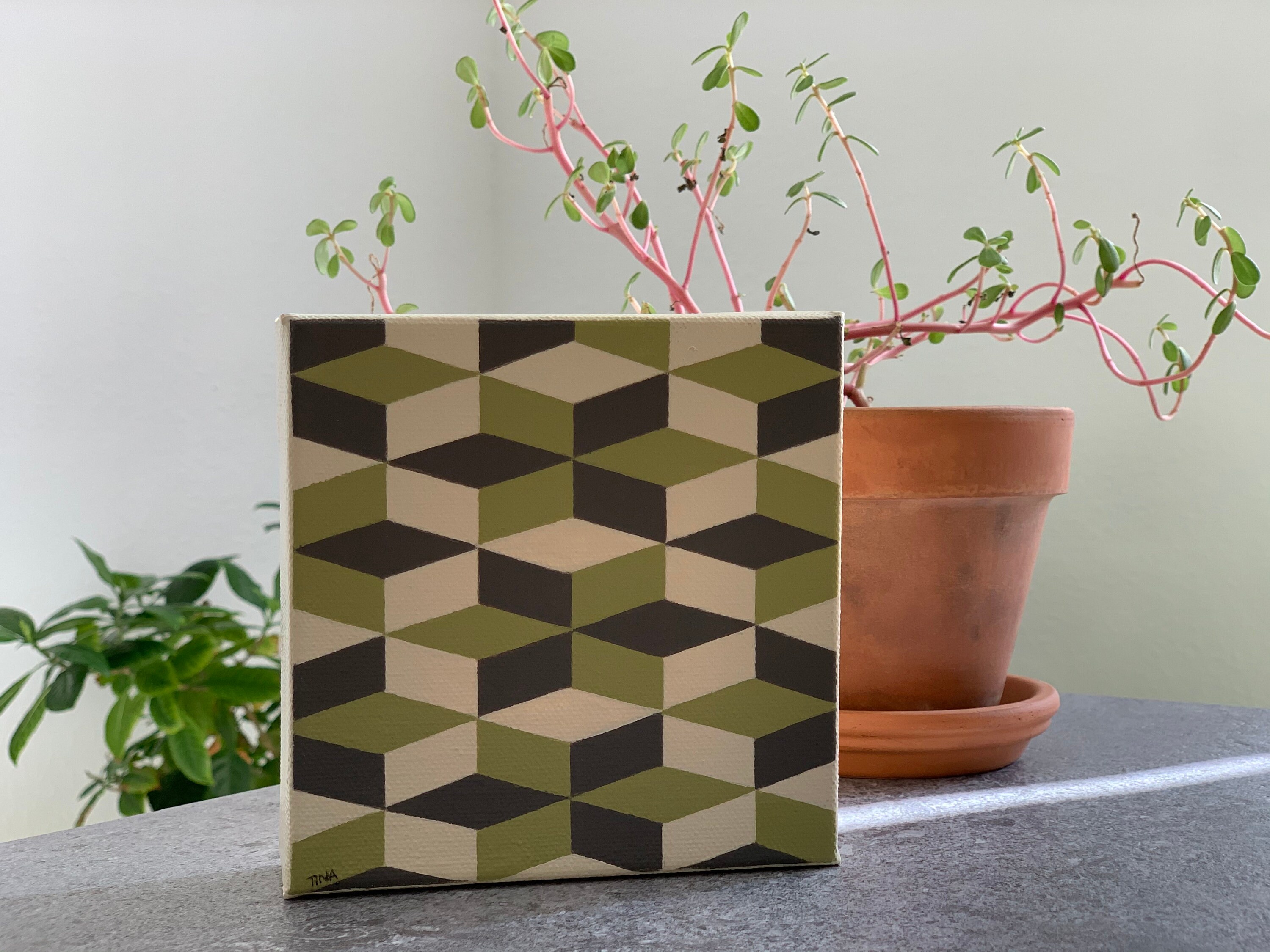 Small Art Block 5x5 Geometric Painting Canvas Art Original - Etsy