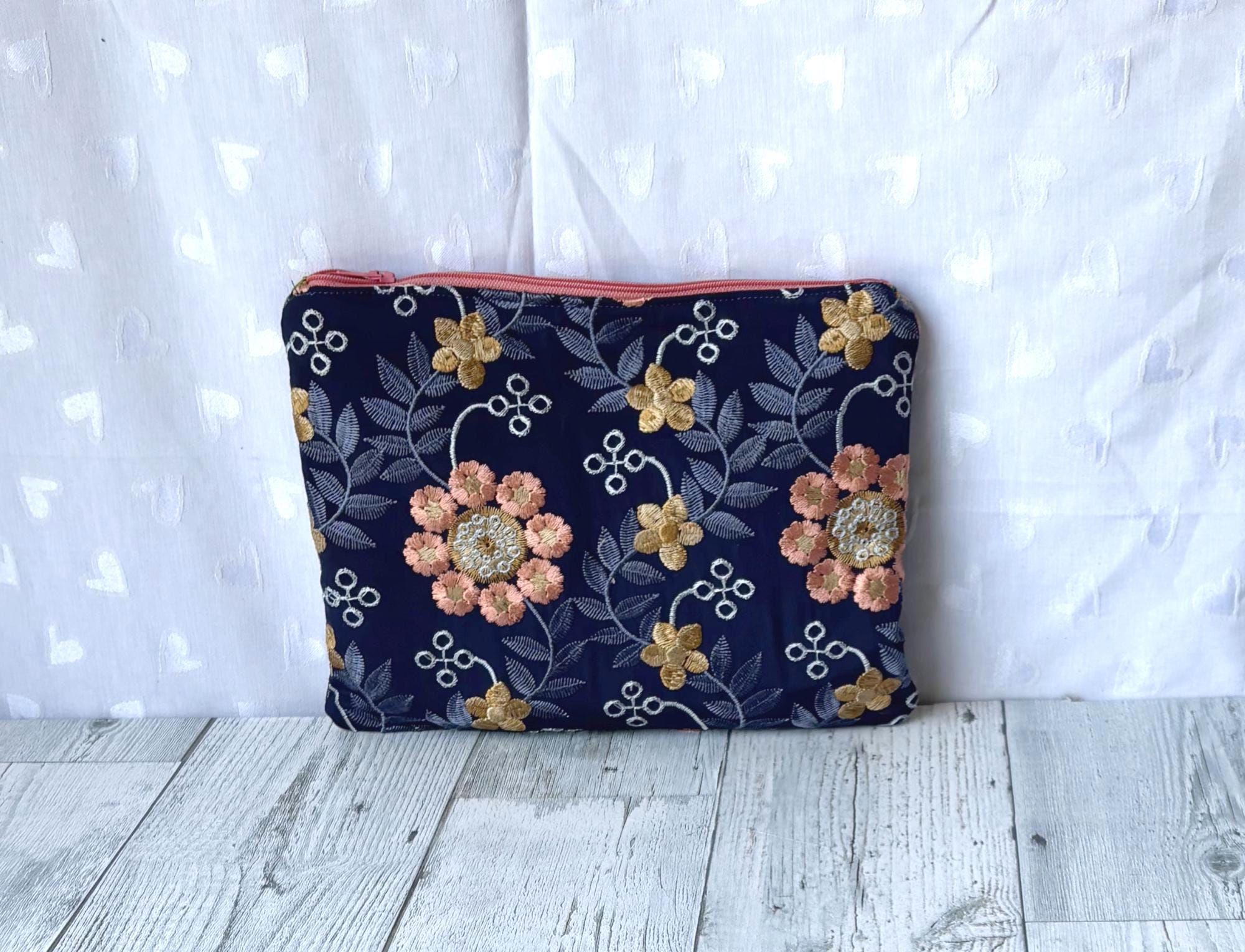 Flat Embroidery Makeup Bag, All Purpose Pouch, Handmade Cosmetic Bag ...