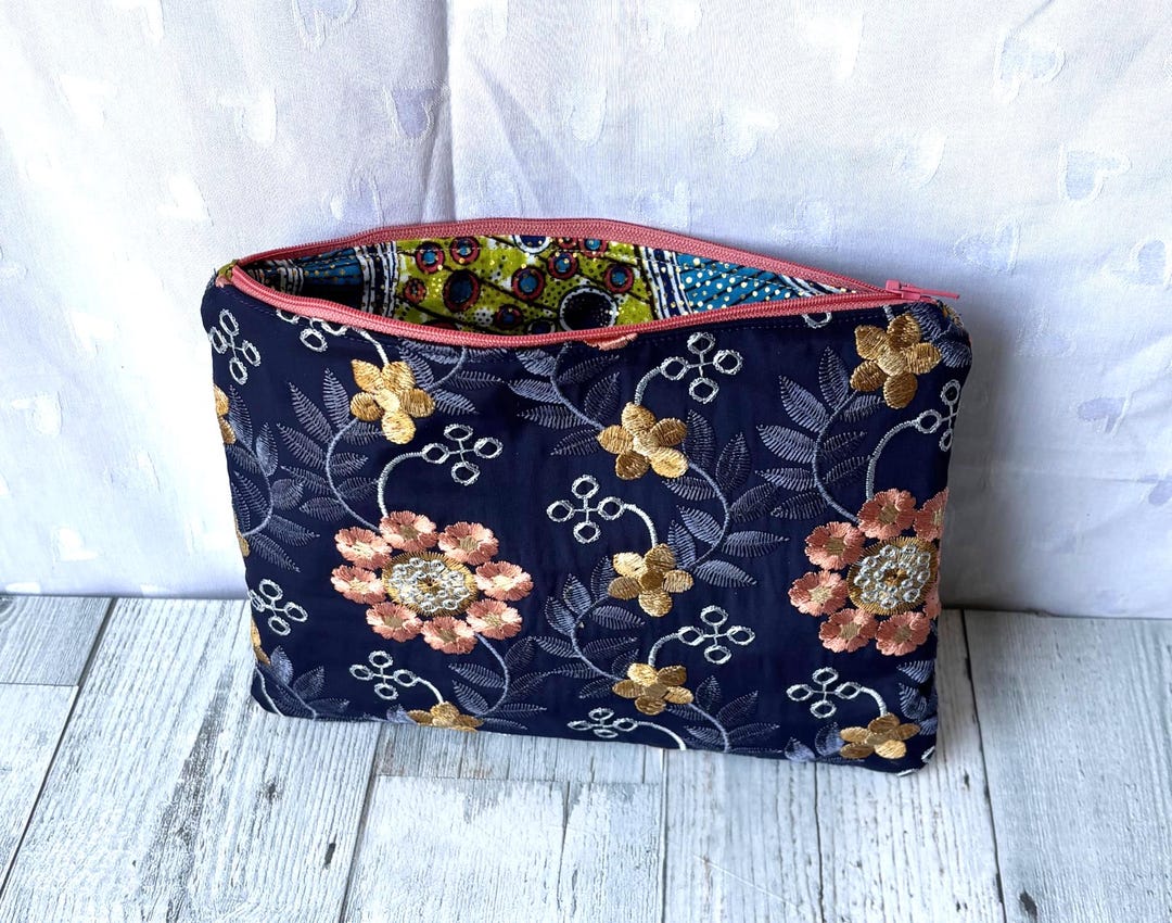 Flat Embroidery Makeup Bag, All Purpose Pouch, Handmade Cosmetic Bag ...