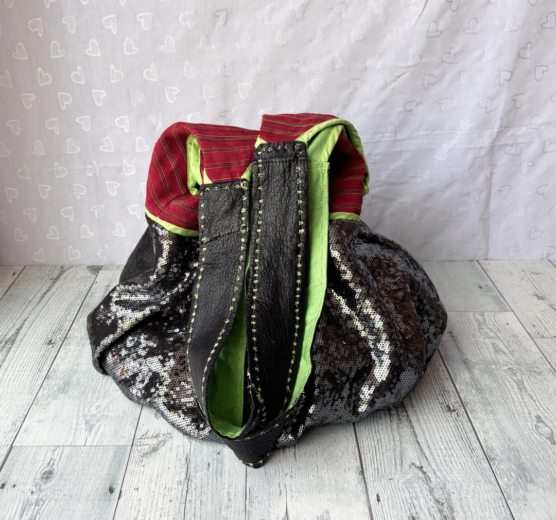 Sequin Boho Bag,shoulder Bag With Leather Straps, Travel Bag, Boho ...