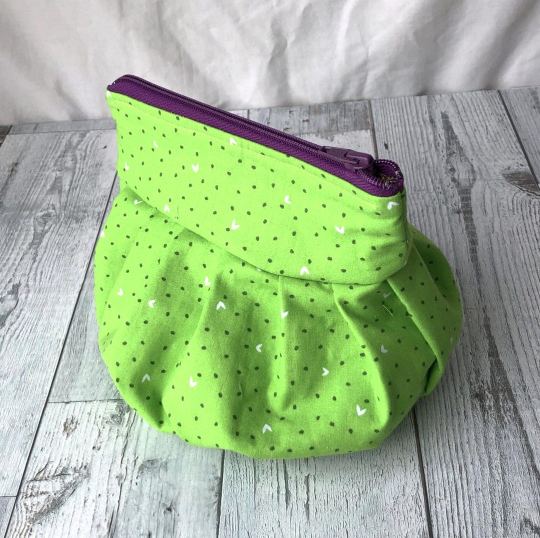 Makeup Bag, Lime Green Dot Print Pouch, Makeup Organizer, Craft Bag ...