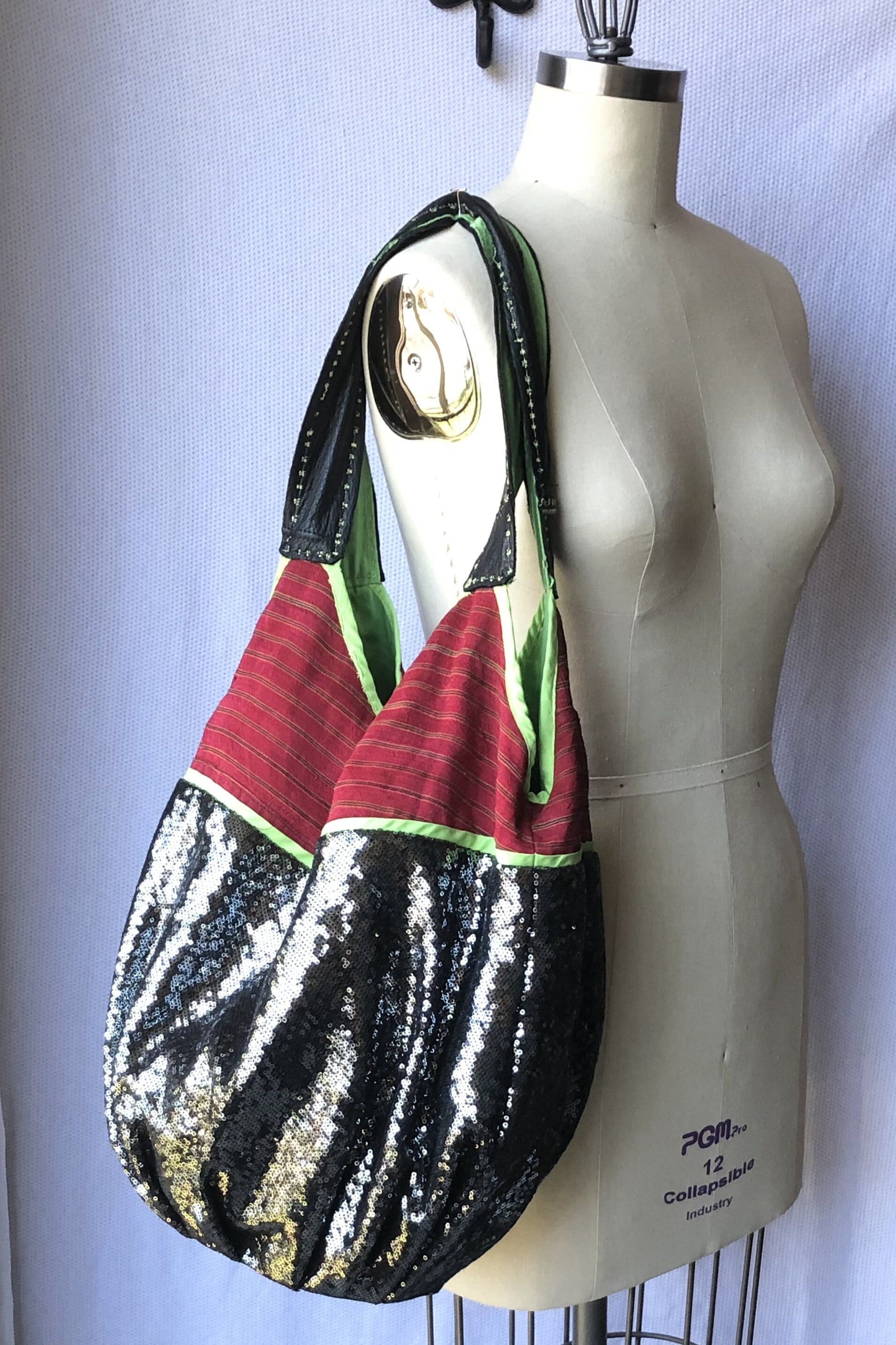 Sequin Boho Bag,shoulder Bag With Leather Straps, Travel Bag, Boho ...