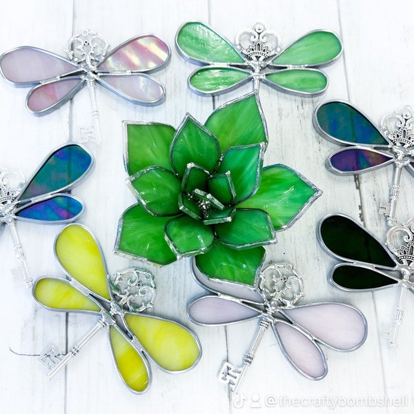 Stained Glass Dragonfly Key - Etsy