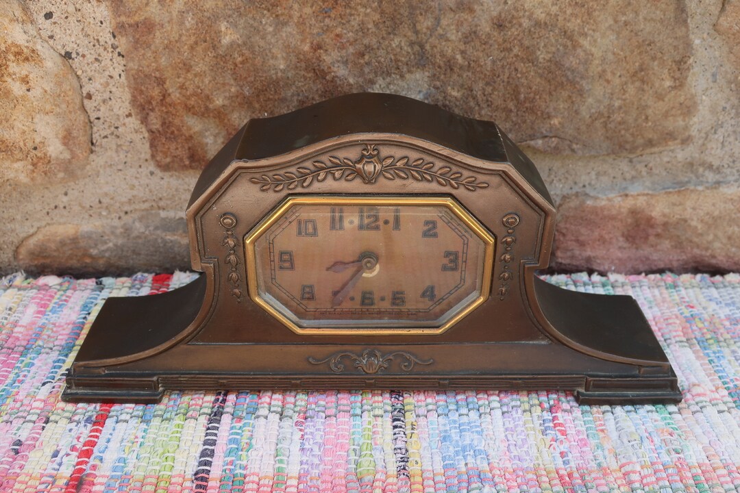 Antique Lux Mantle Clock Time Piece Decorative Photo Prop Waterbury - Etsy