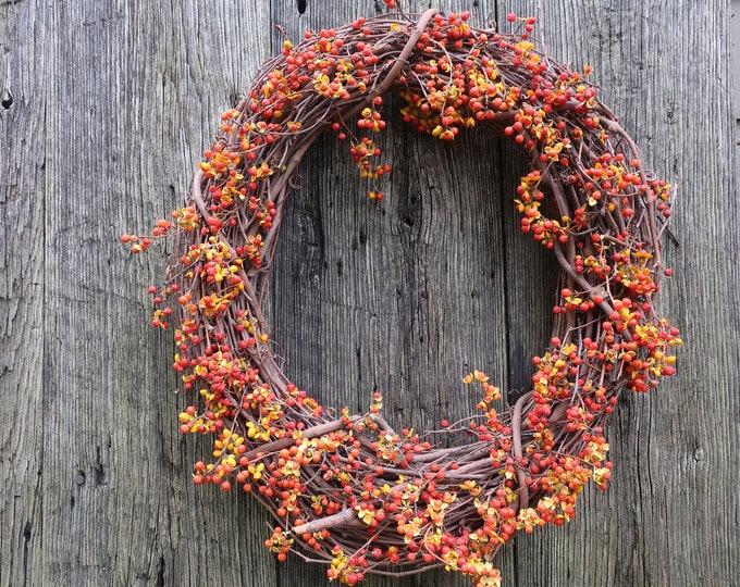 Real Bittersweet Wreath Grapevine Base, Natural Autumn Fall Decoration ...