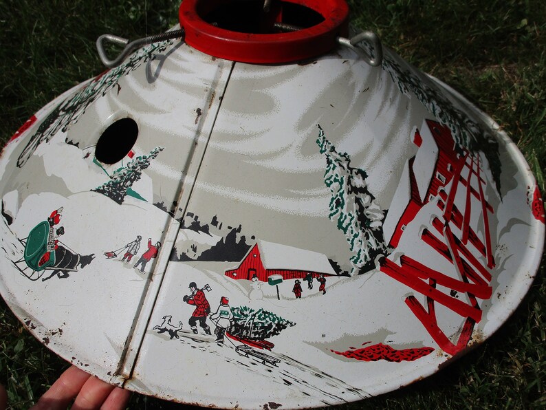 Vintage Coloramic Metal Christmas Tree Stand with Winter | Etsy