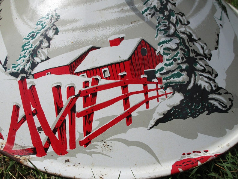 Vintage Coloramic Metal Christmas Tree Stand with Winter | Etsy