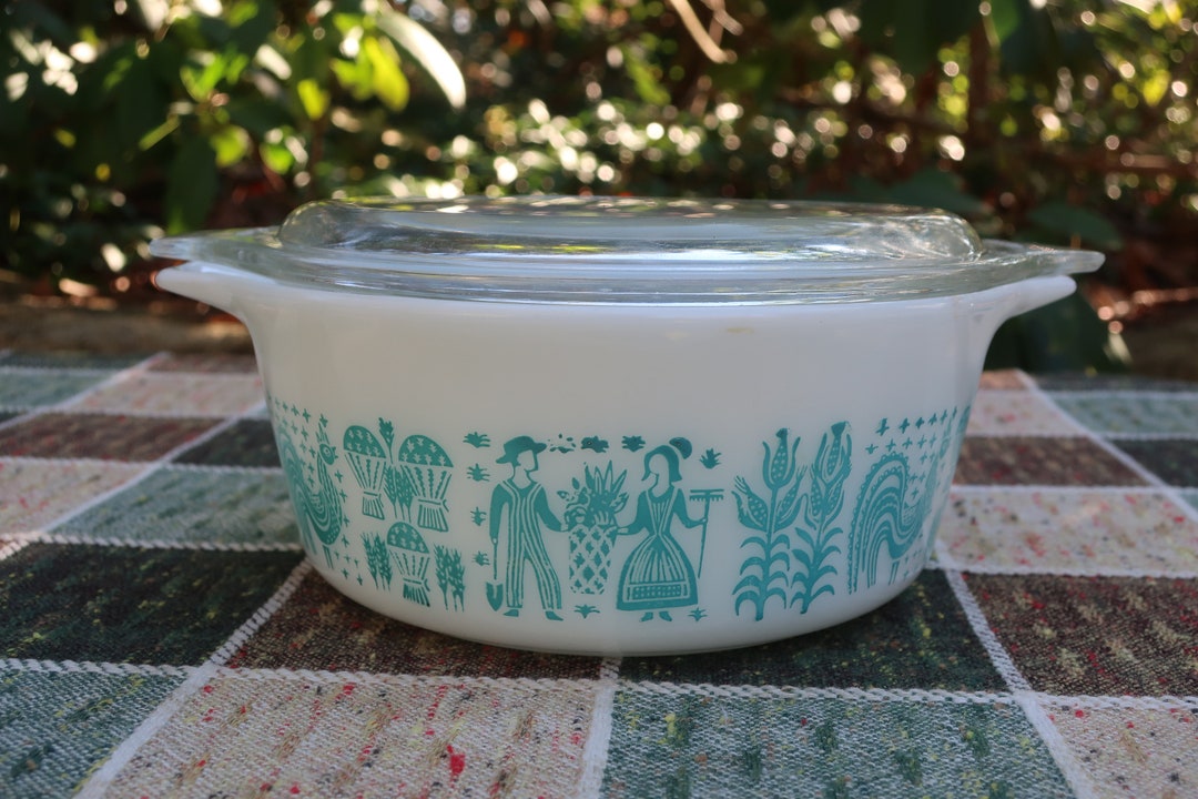 Pyrex Amish Butterprint Casserole Dish With Lid Teal Turquoise - Etsy