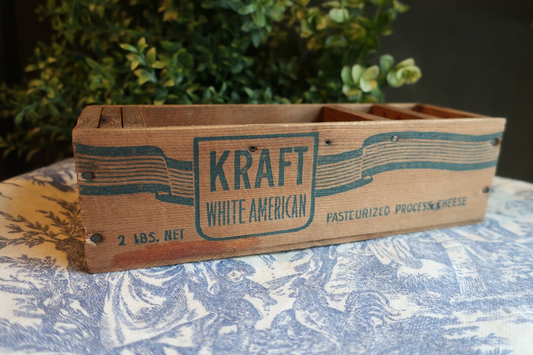 Vintage Kraft White American Cheese Box Vintage Advertising Wooden ...