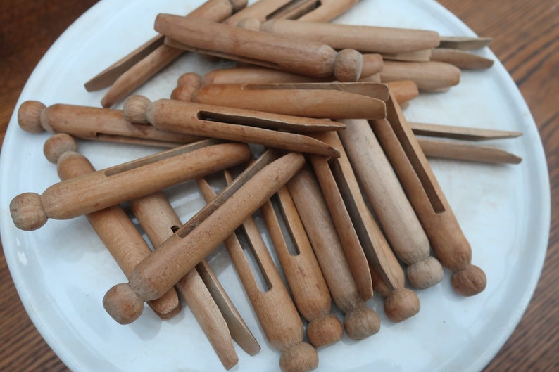 Set of 12 Wood Peg Clothespins Laundry Linens Crafts Supply - Etsy