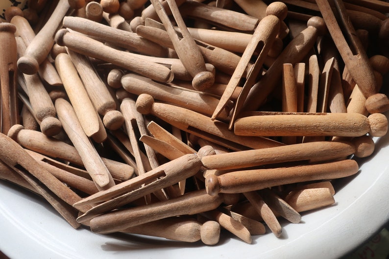 Set of 12 Wood Peg Clothespins Laundry Linens Crafts Supply - Etsy