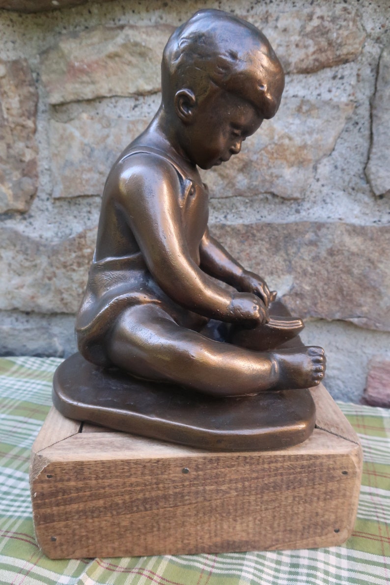 Vintage Faux Bronze Sculpture Signed and Dated John Terren - Etsy